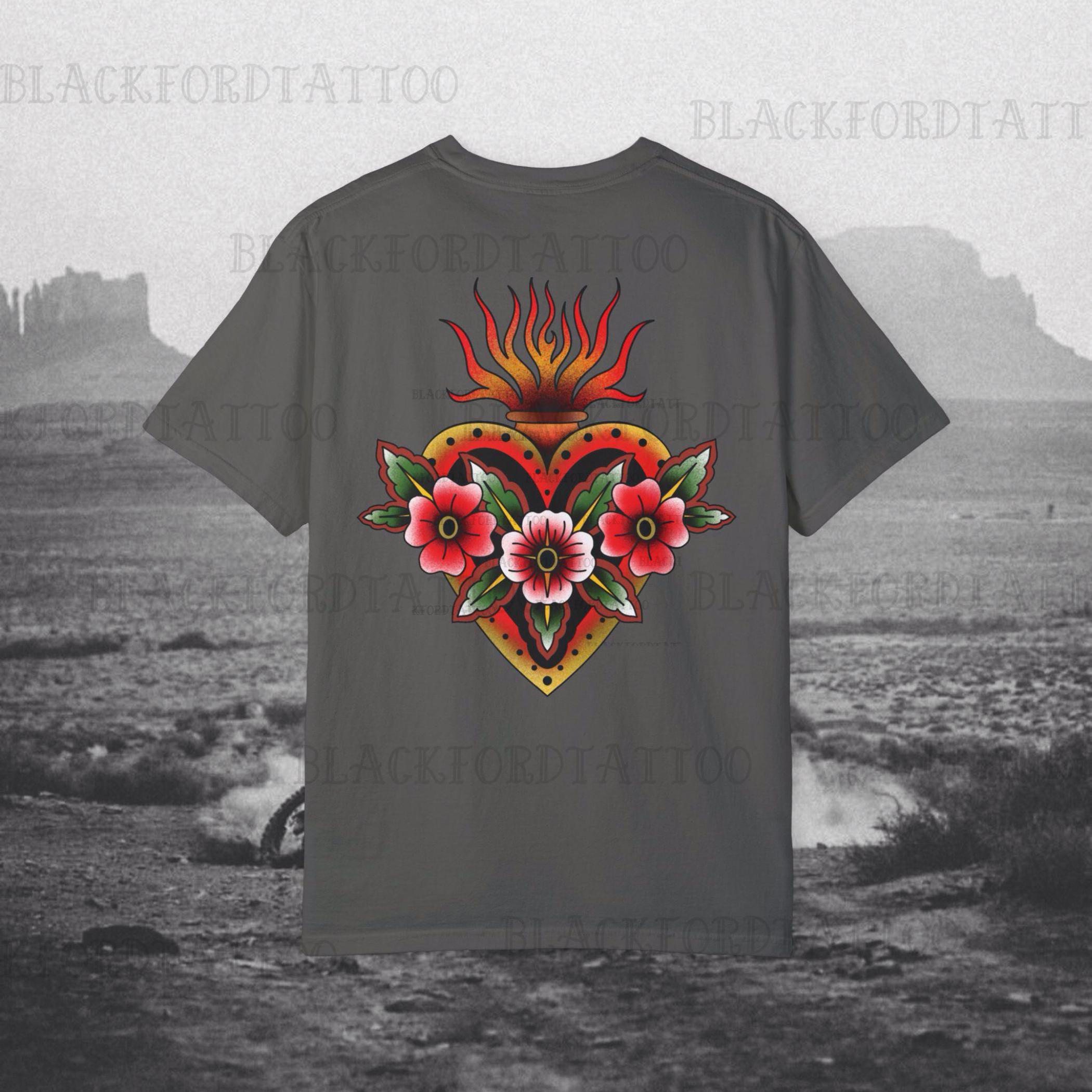 Sacred Heart Tattoo Flash Shirt Alt Grunge Streetwear Gothic Clothing ...