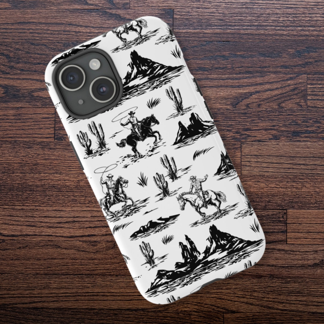 Coastal Cowgirl Punchy Retro Western Black Rodeo Cowboy Tough Case ...