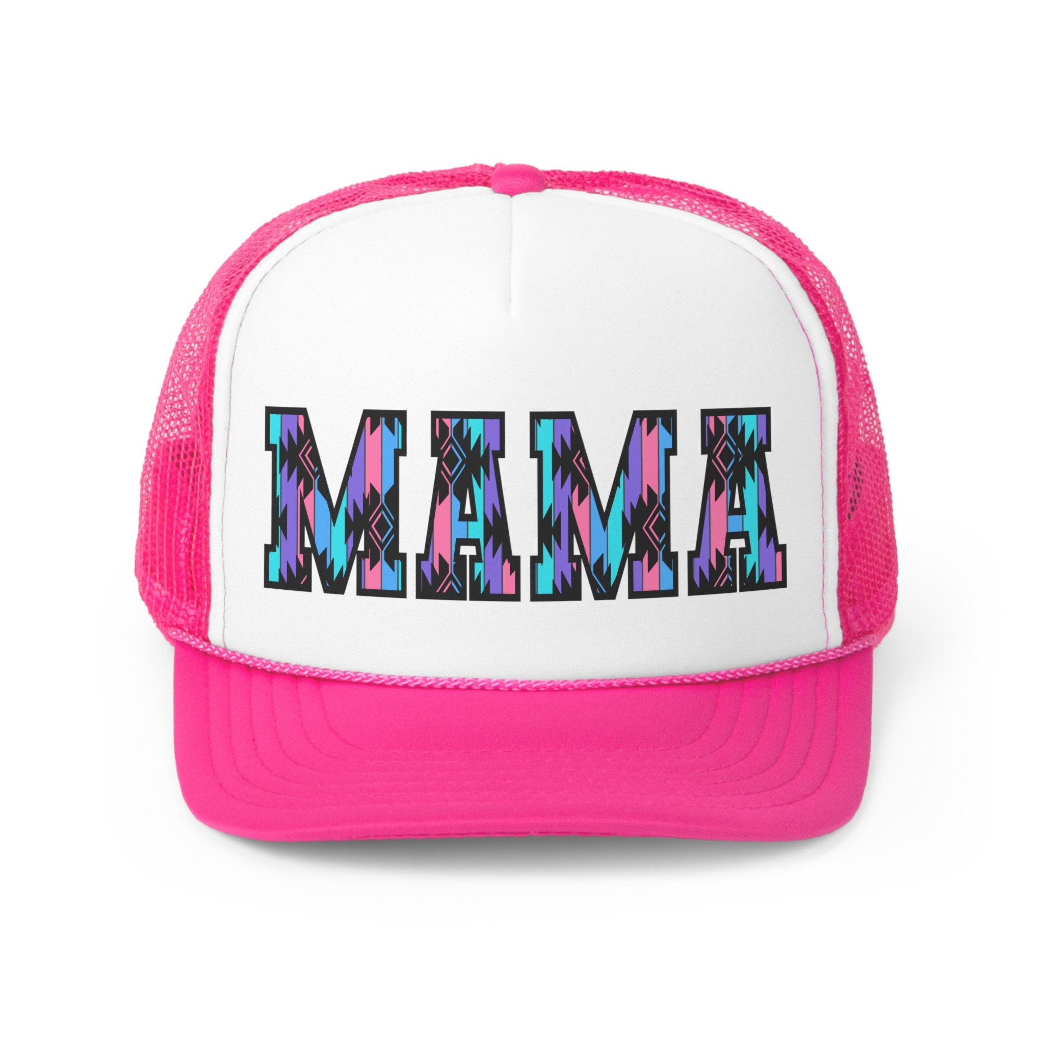 Punchy Western Mama 90s Neon Aztec Trucker Hat, Country Girl Mom Cap ...
