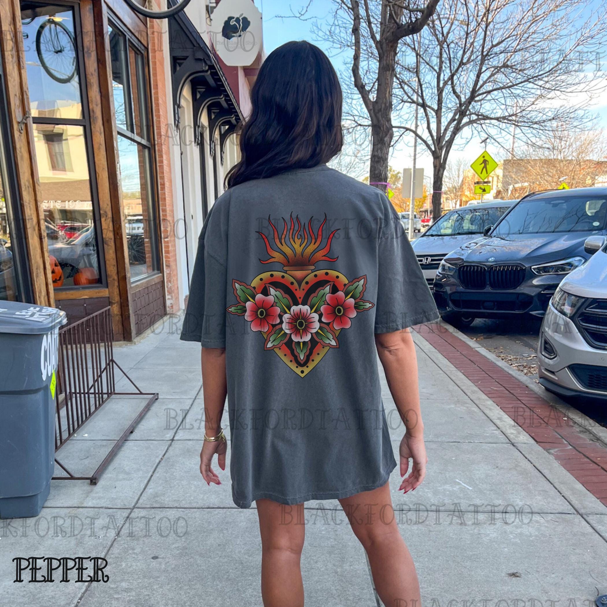 Sacred Heart Tattoo Flash Shirt Alt Grunge Streetwear Gothic Clothing ...