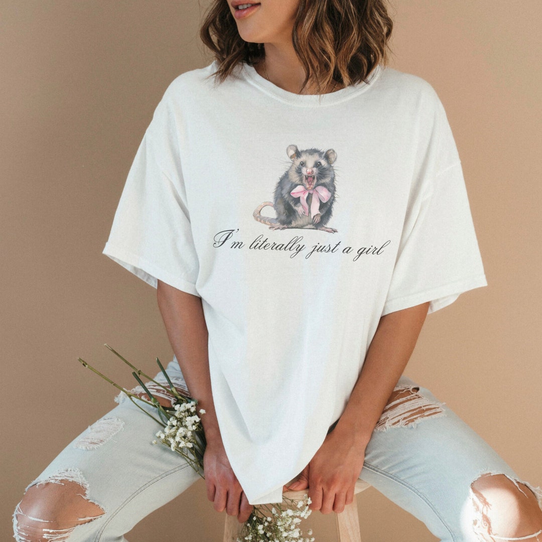 Coquette Possum Ribbon Bow Womens Funny Tshirt Softcore Balletcore Era ...