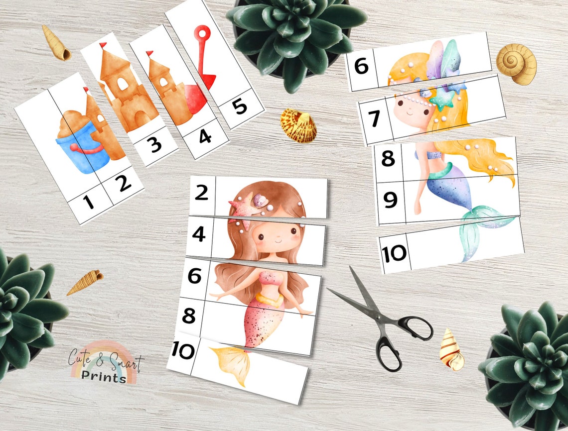 Number Puzzle Summer Games Counting to 20 Homeschool Prints Toddler ...