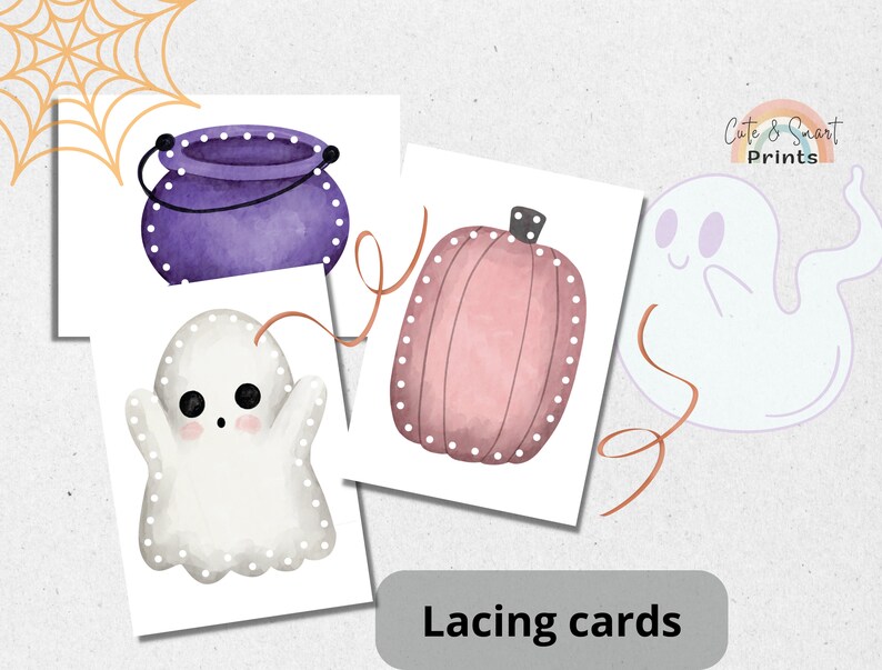 Halloween Lacing Cards, Homeschool Prints, Fine Motor Skills, Toddler ...