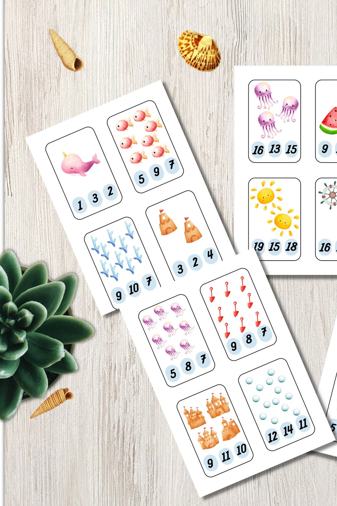 Number Cards Summer Games Counting to 20 Homeschool Prints Toddler Gift ...