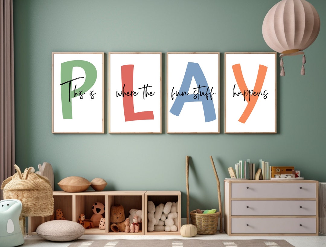 Play Wall Art, Set of Four,this is Where the Fun Stuff Happens Set ...
