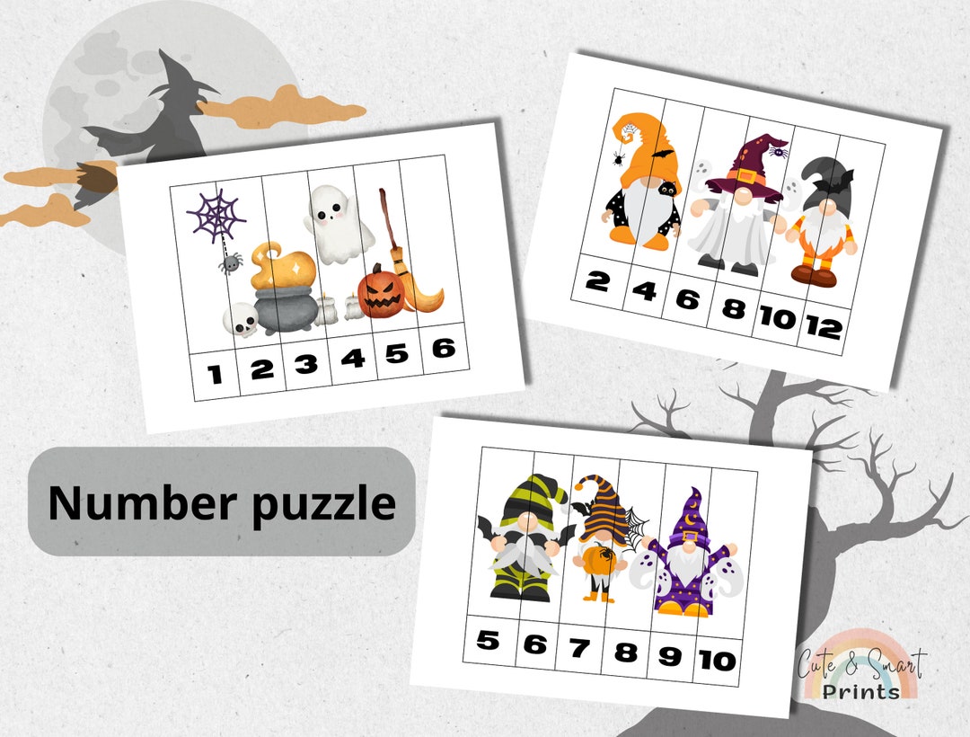 Halloween Number Puzzle,counting to 12, Homeschool Prints, Toddler Gift ...