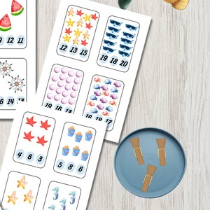 Number Cards Summer Games Counting to 20 Homeschool Prints Toddler Gift ...