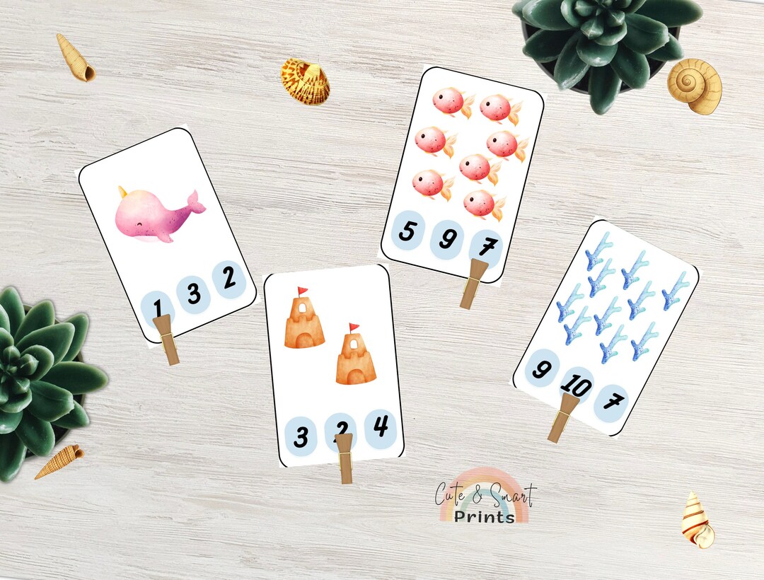 Number Cards Summer Games Counting to 20 Homeschool Prints Toddler Gift ...