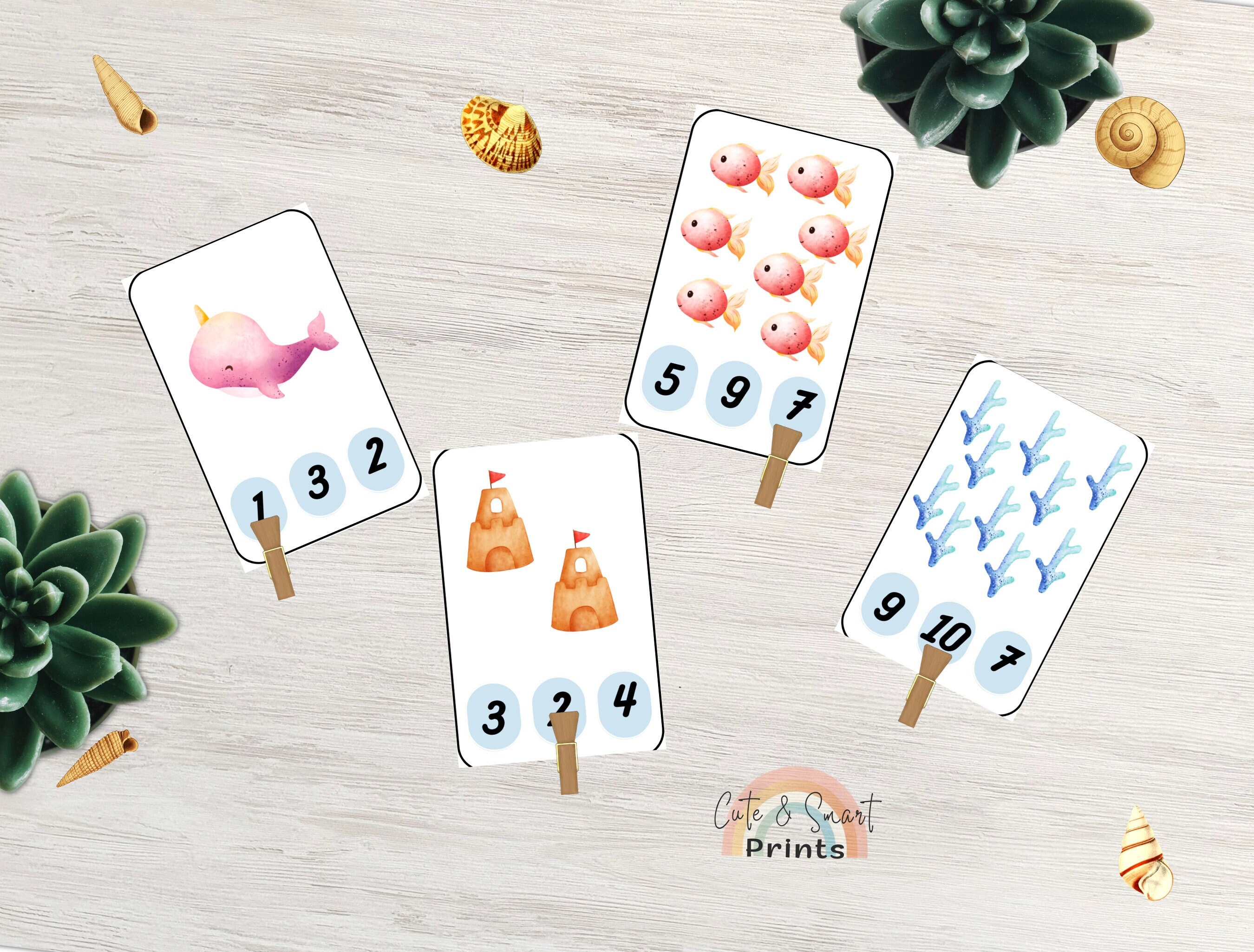 Number Cards Summer Games Counting to 20 Homeschool Prints Toddler Gift ...