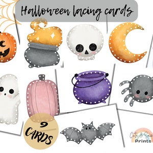 Halloween Lacing Cards, Homeschool Prints, Fine Motor Skills, Toddler ...