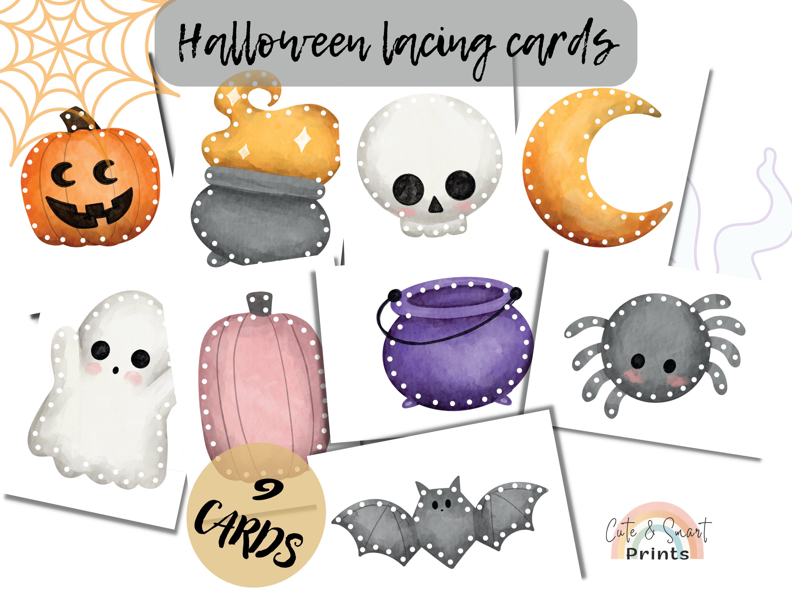 Halloween Lacing Cards Homeschool Prints Fine Motor Skills - Etsy
