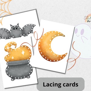 Halloween Lacing Cards, Homeschool Prints, Fine Motor Skills, Toddler ...