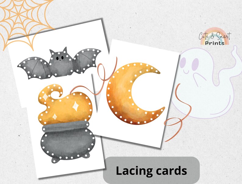Halloween Lacing Cards, Homeschool Prints, Fine Motor Skills, Toddler ...