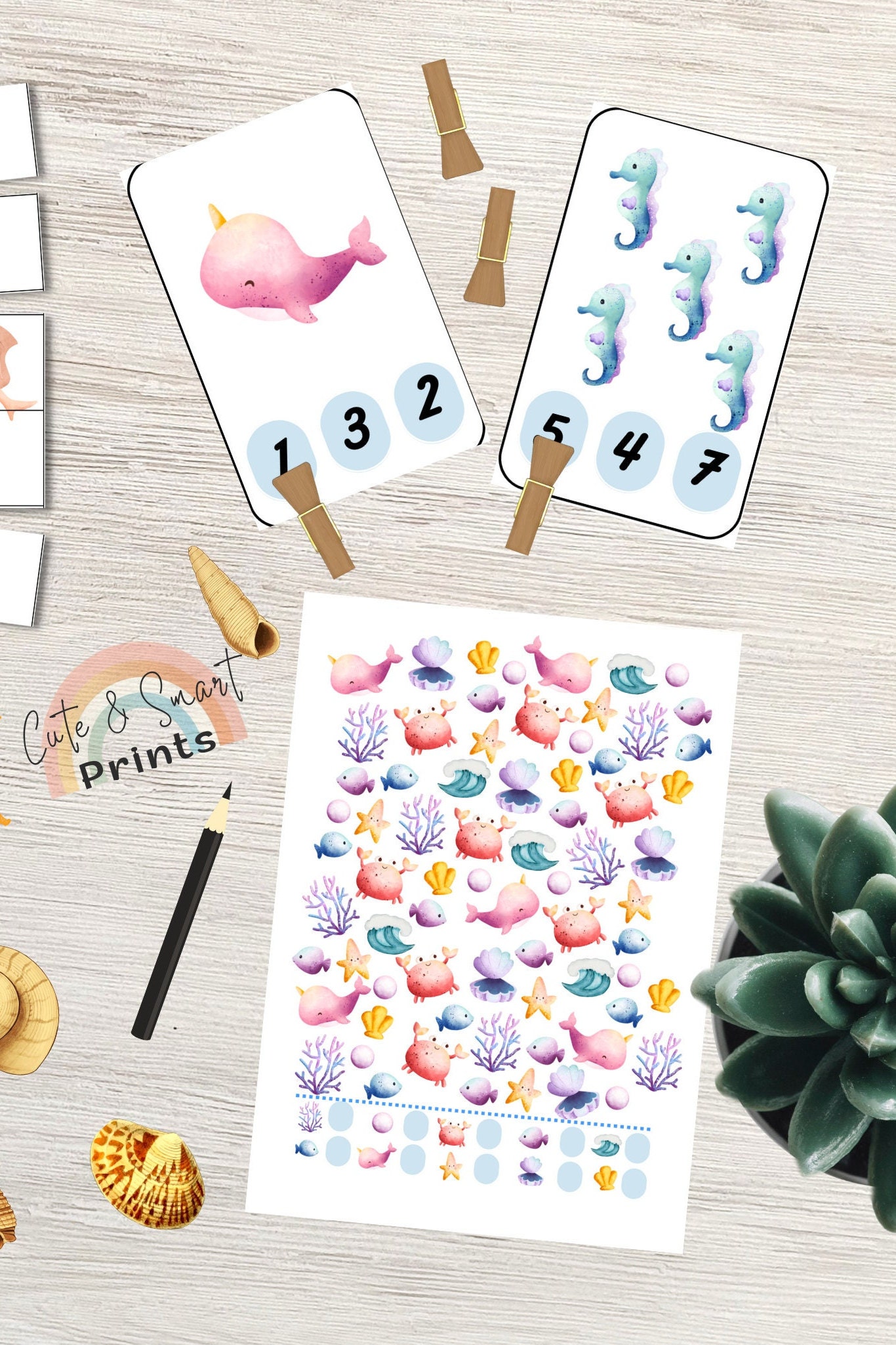 Number Cards Summer Games Counting to 20 Homeschool Prints Toddler Gift ...