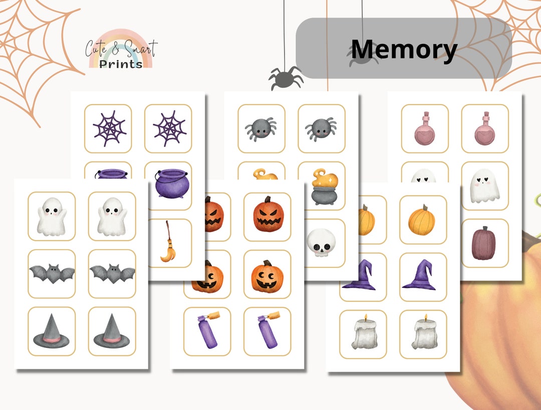 Halloween Memory Kids Set, Homeschool Prints, Toddler Gift ...