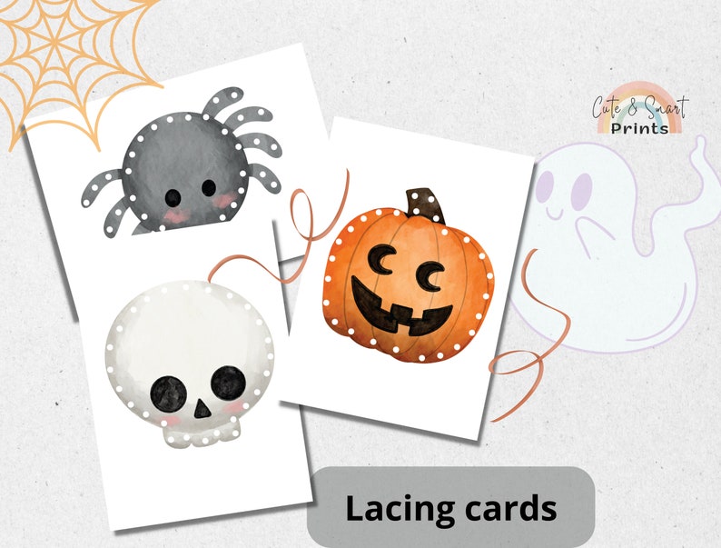 Halloween Lacing Cards, Homeschool Prints, Fine Motor Skills, Toddler ...