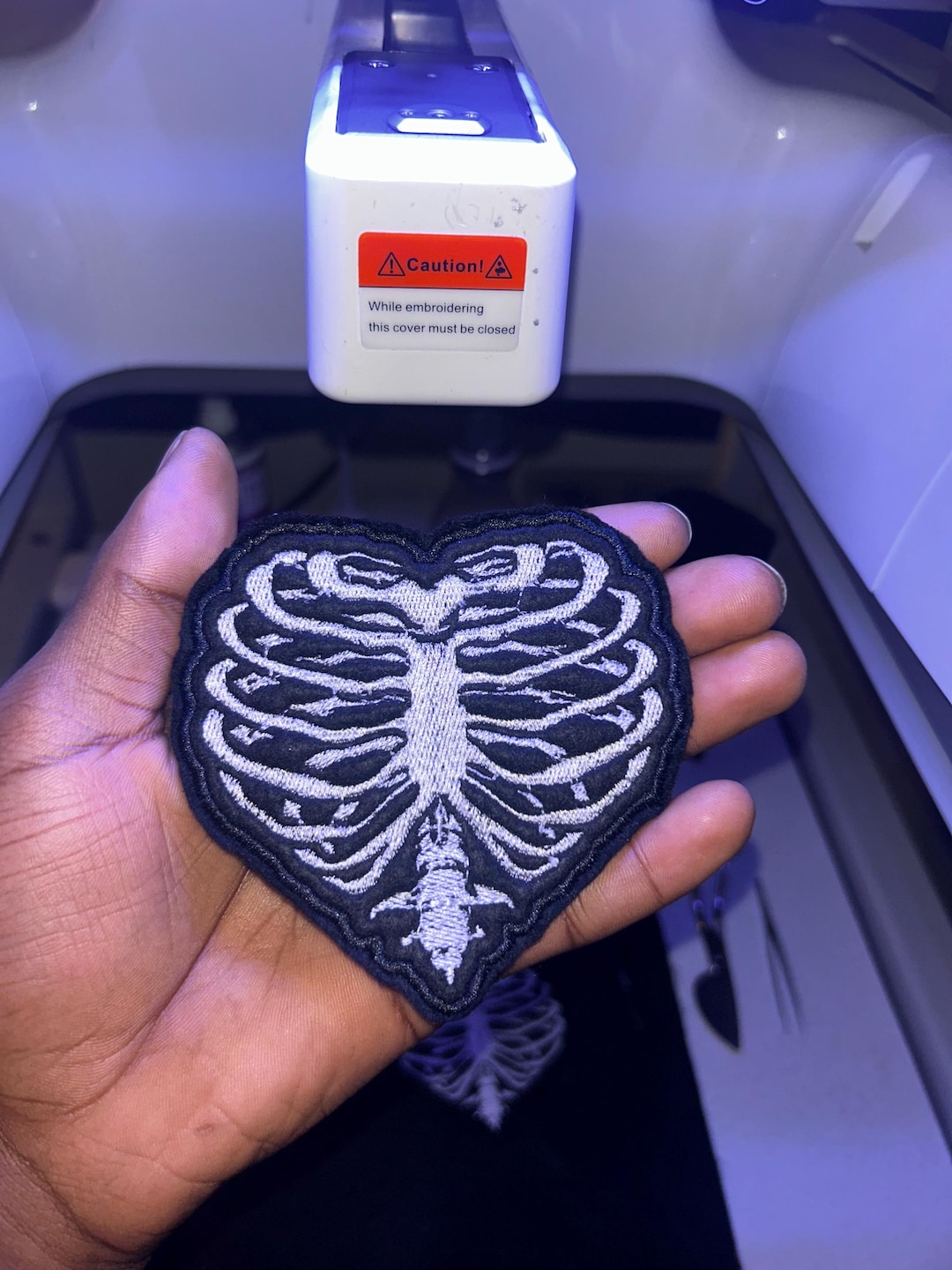 Skeleton Heart Embroidered Patch, Ribcage Heart Embroidered Patch, Iron ...