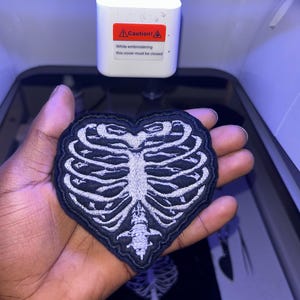 Skeleton Heart Patch, Ribcage Heart Embroidered Patch, Anatomy Heart Patch, High Quality ...