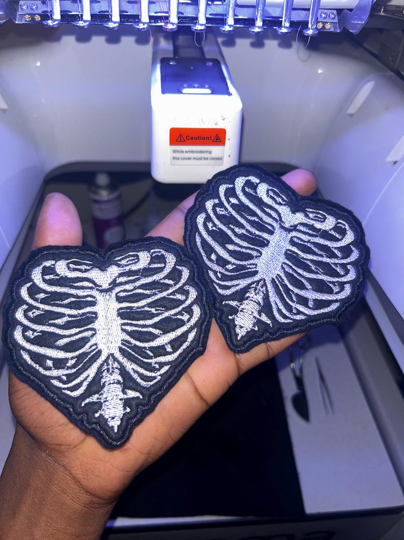 Skeleton Heart Patch, Ribcage Heart Embroidered Patch, Anatomy Heart ...
