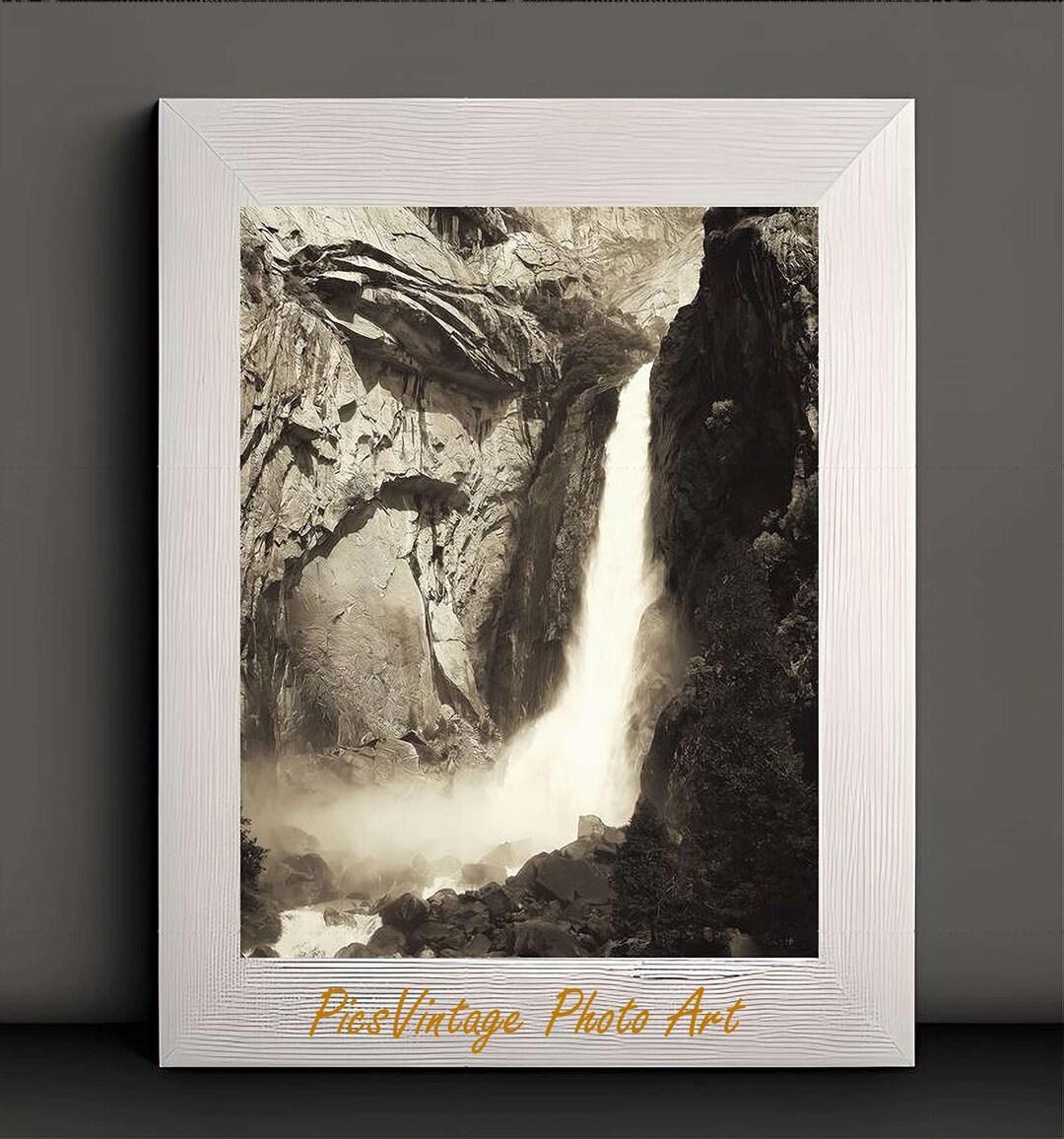 Yosemite National Park Waterfall Vintage Look Retro Photo Antique Warm ...
