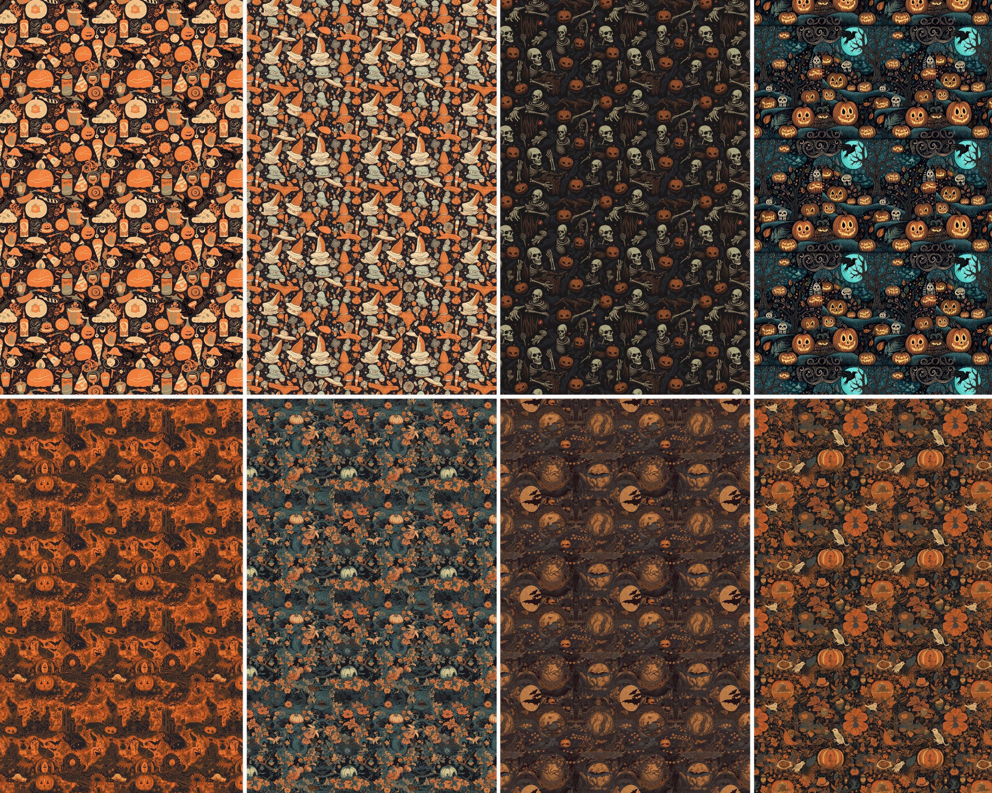 Vintage Halloween Themed Digital Papers, Spooky Paper Textures ...