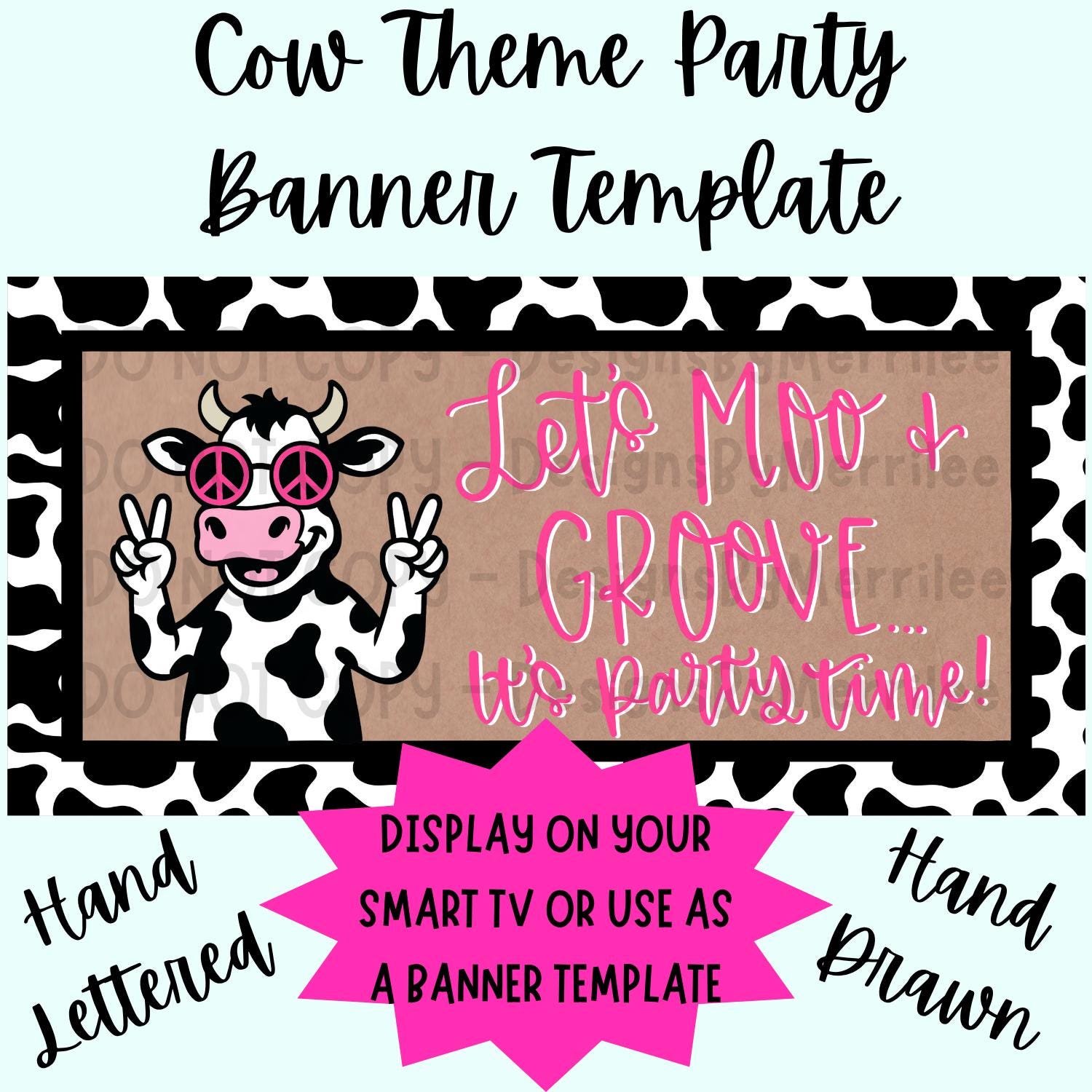 PNG- Let's Moo and Groove Banner TEMPLATE | Digital Download | Smart TV ...