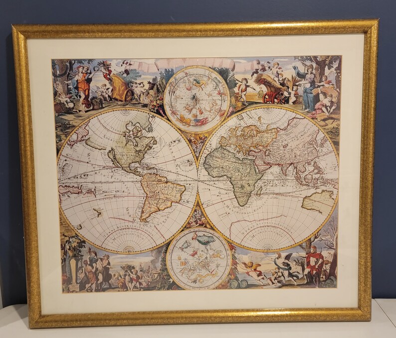 Embark on a Timeless Journey With This Vintage Old World Map Framed ...