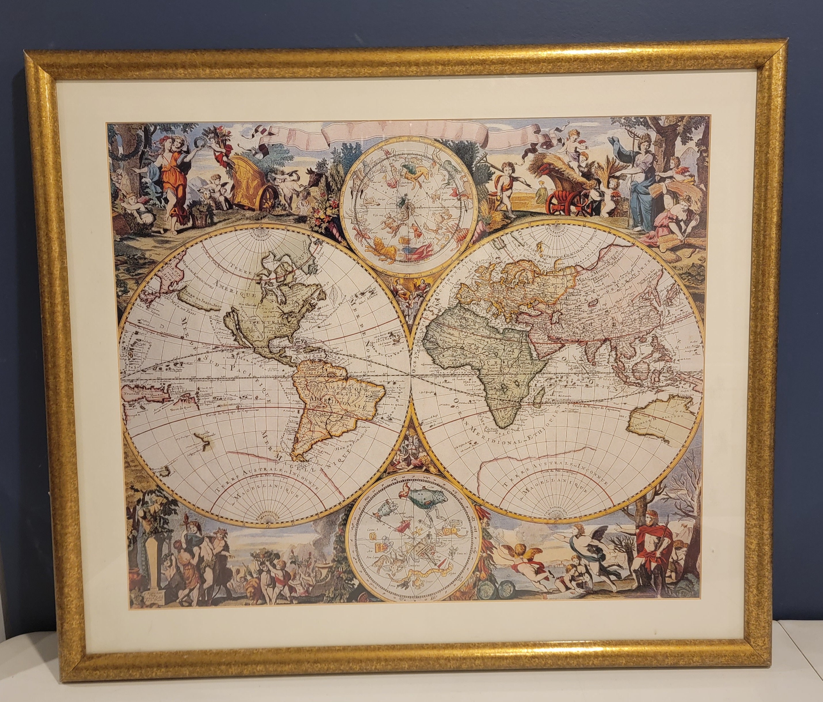Embark on a Timeless Journey With This Vintage Old World Map Framed ...