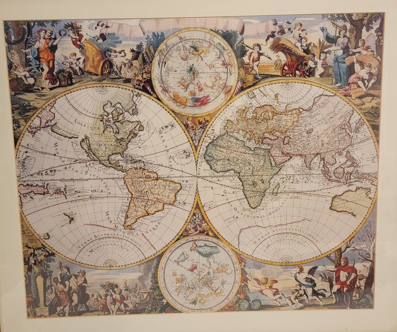 Embark on a Timeless Journey With This Vintage Old World Map Framed ...