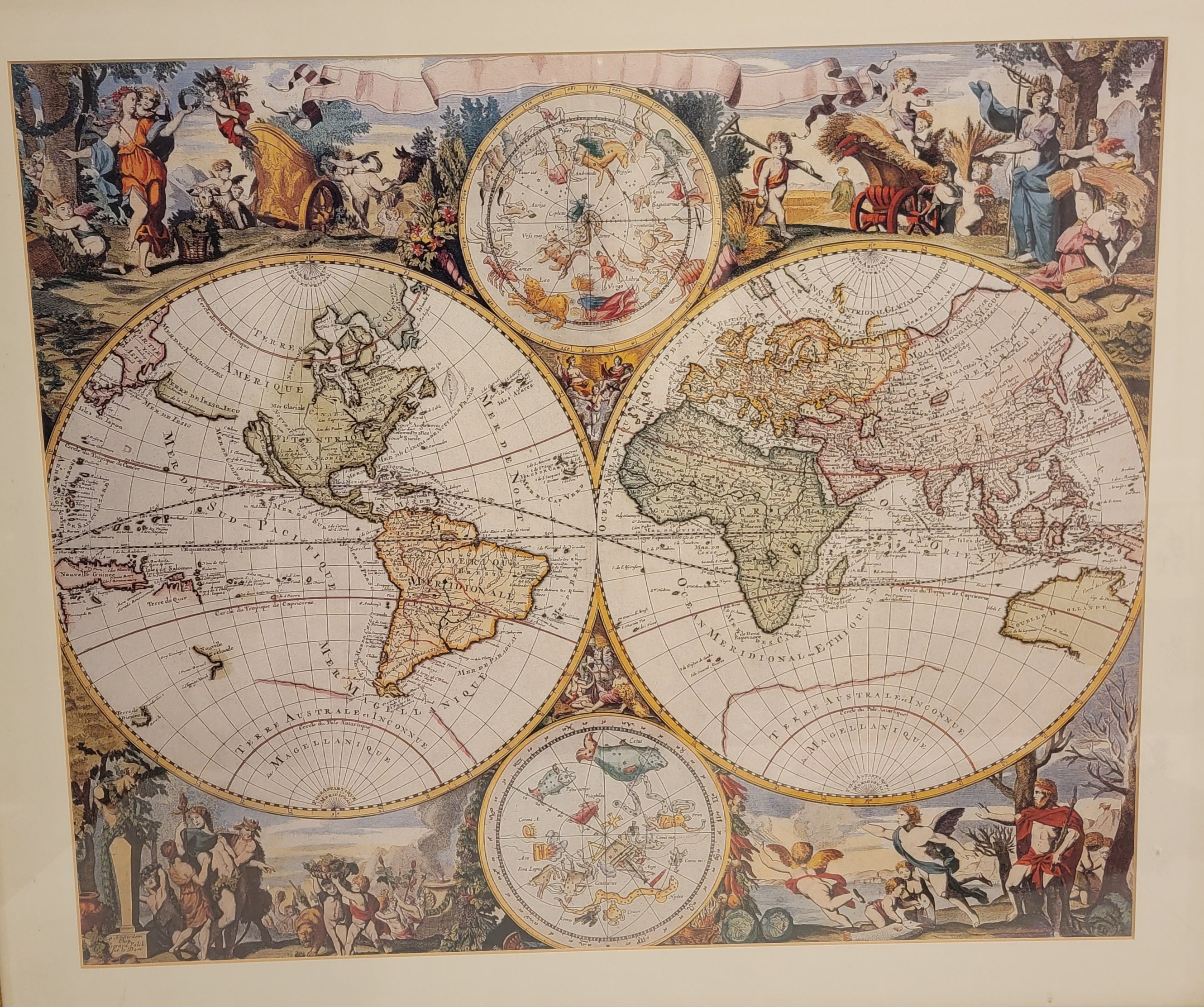 Embark on a Timeless Journey With This Vintage Old World Map Framed ...