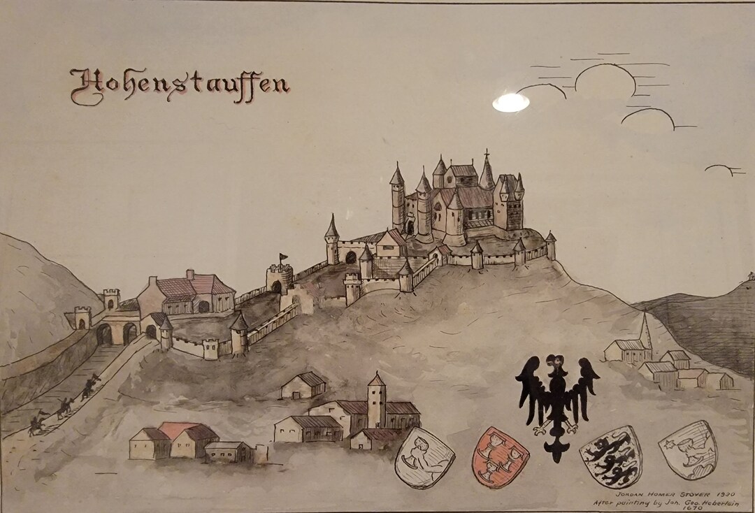 Vintage Framed Color Lithograph - Hohenstaufen Castle by Jordan Homer ...