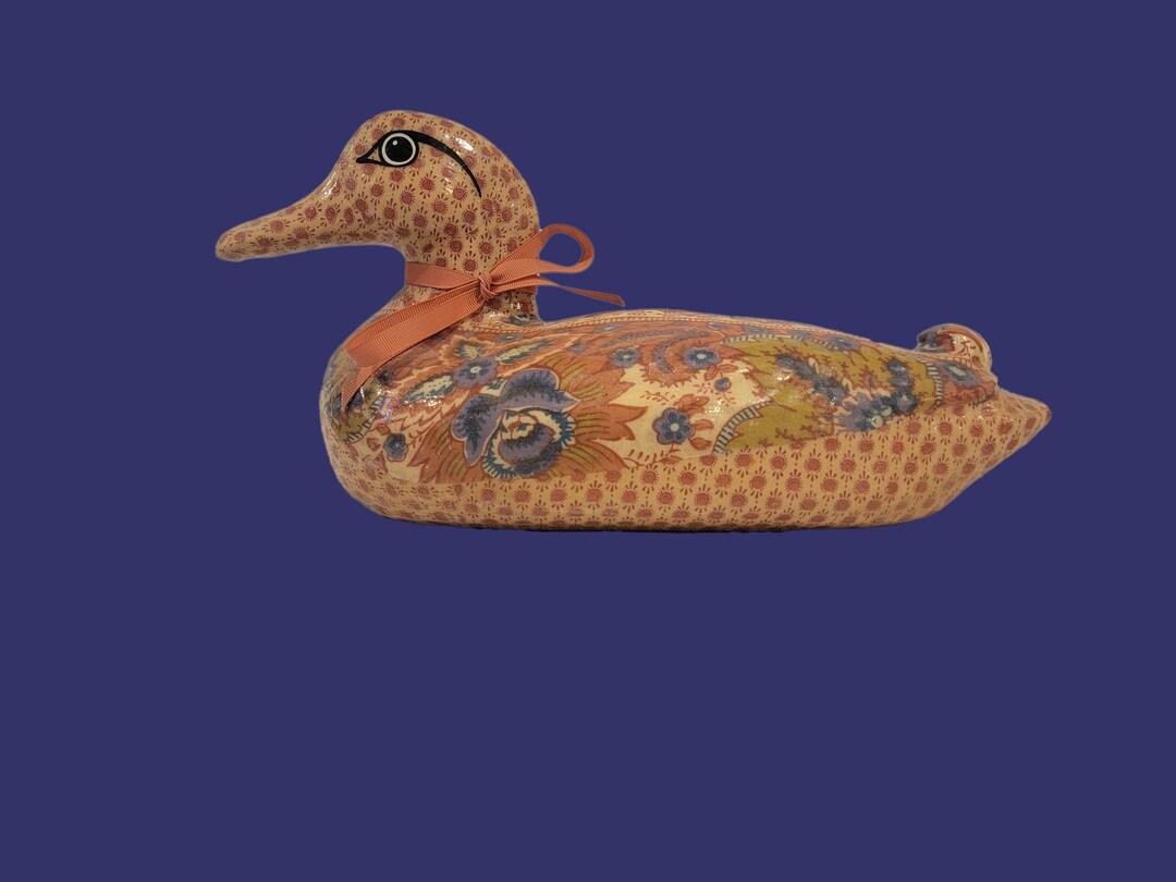 Vintage Mauve Floral Ceramic Duck - Dana 's Design - Etsy