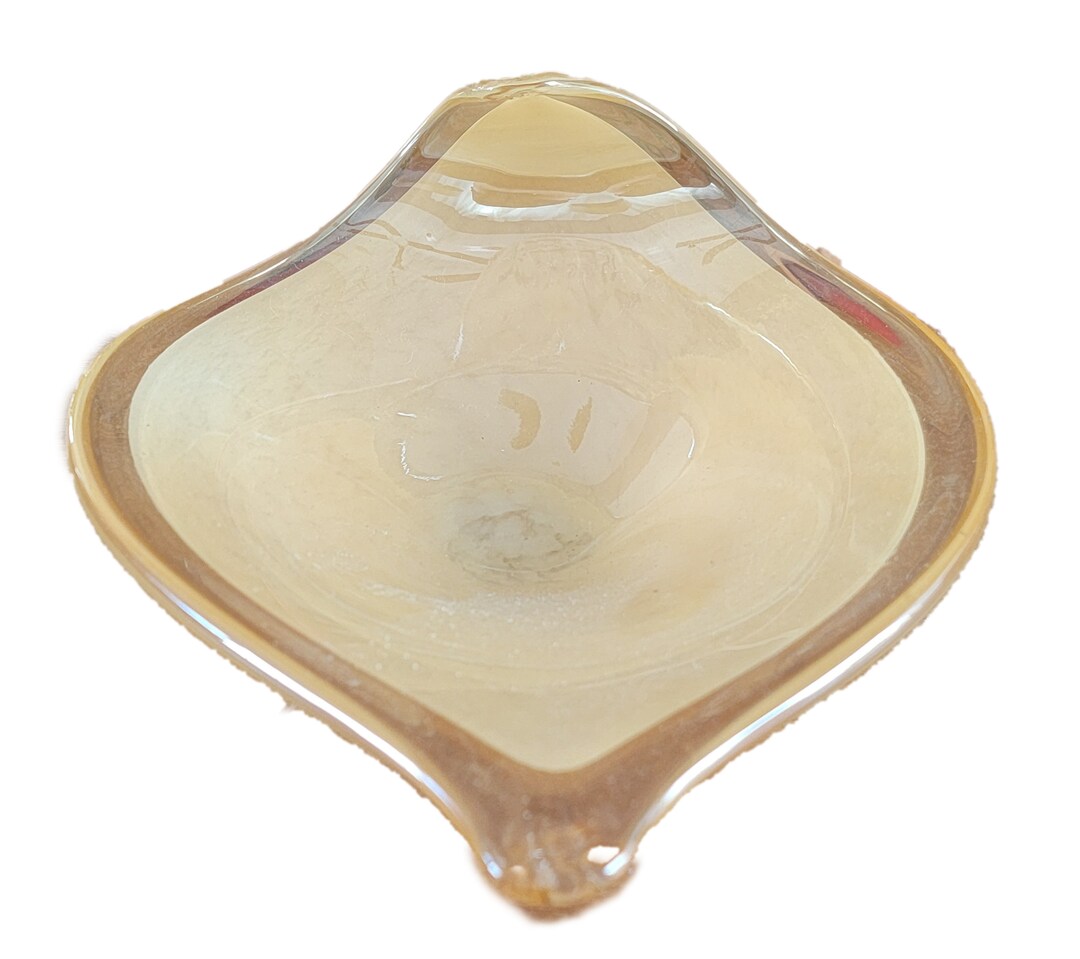 Breathtaking Murano Style Folded Glass Wave Bowl In Champagne Etsy