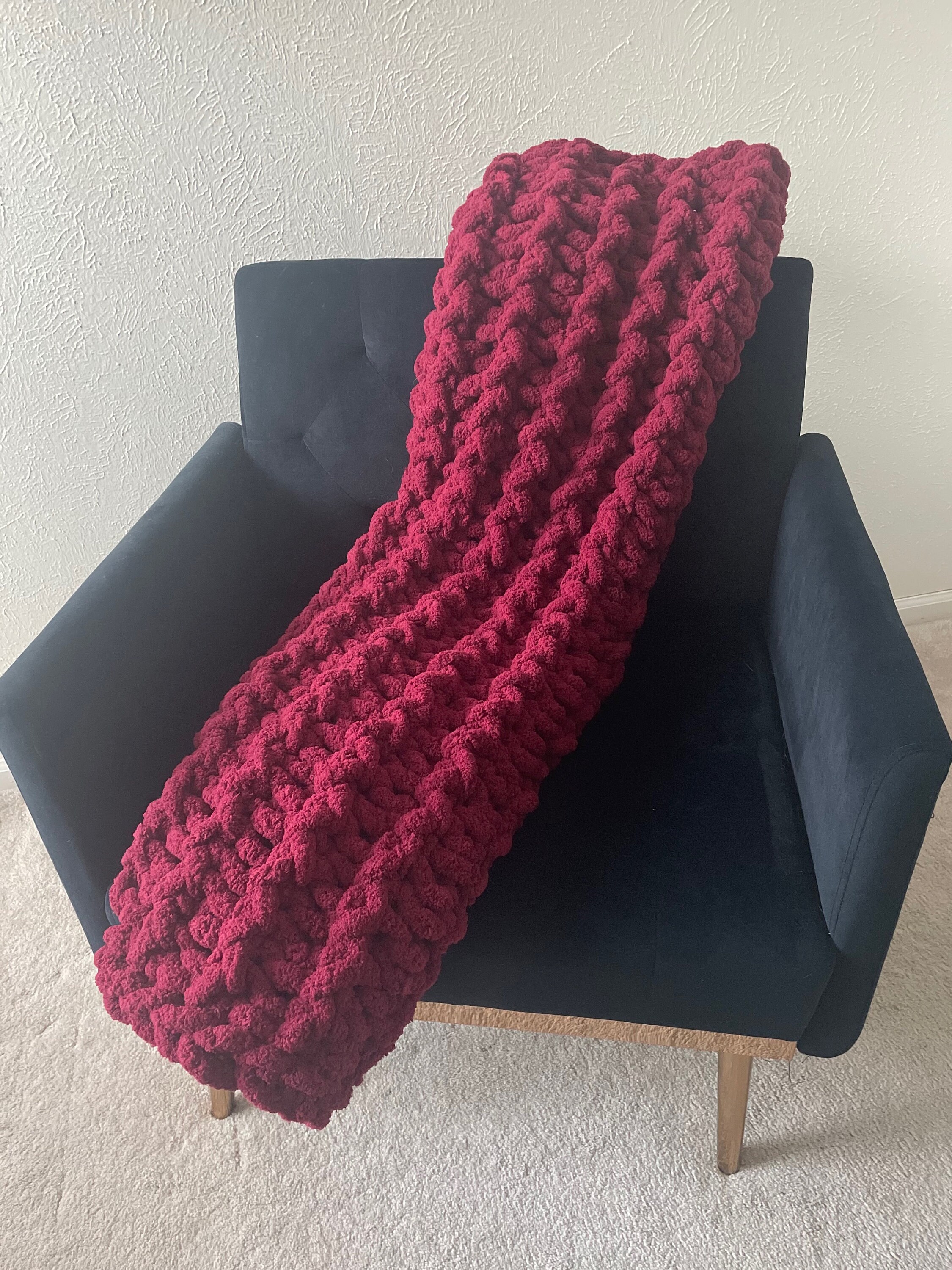 Twisted Rib Design Chunky Knit Throw Blanket, Cozy Home Decor, Hand ...