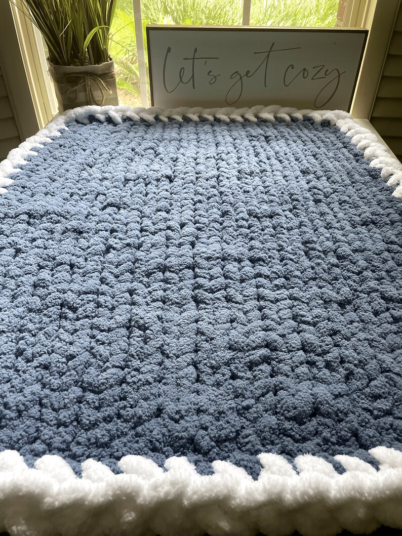 Chunky Knit Baby Blanket/mat With Border, Baby Shower Gift, Nursery Decor, Infant Bedding, Soft ...