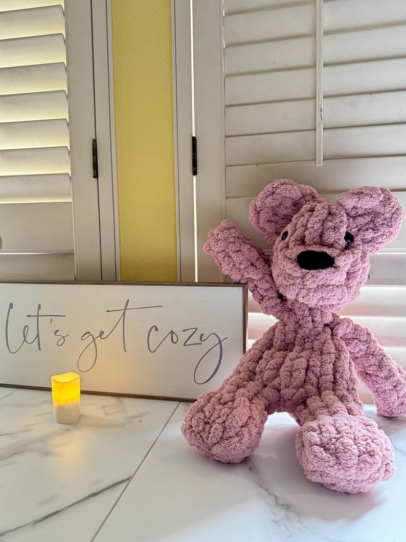 Bear Snuggler,chunky Knit Handmade Stuffie, Soft Stuffed Animal, Bear ...