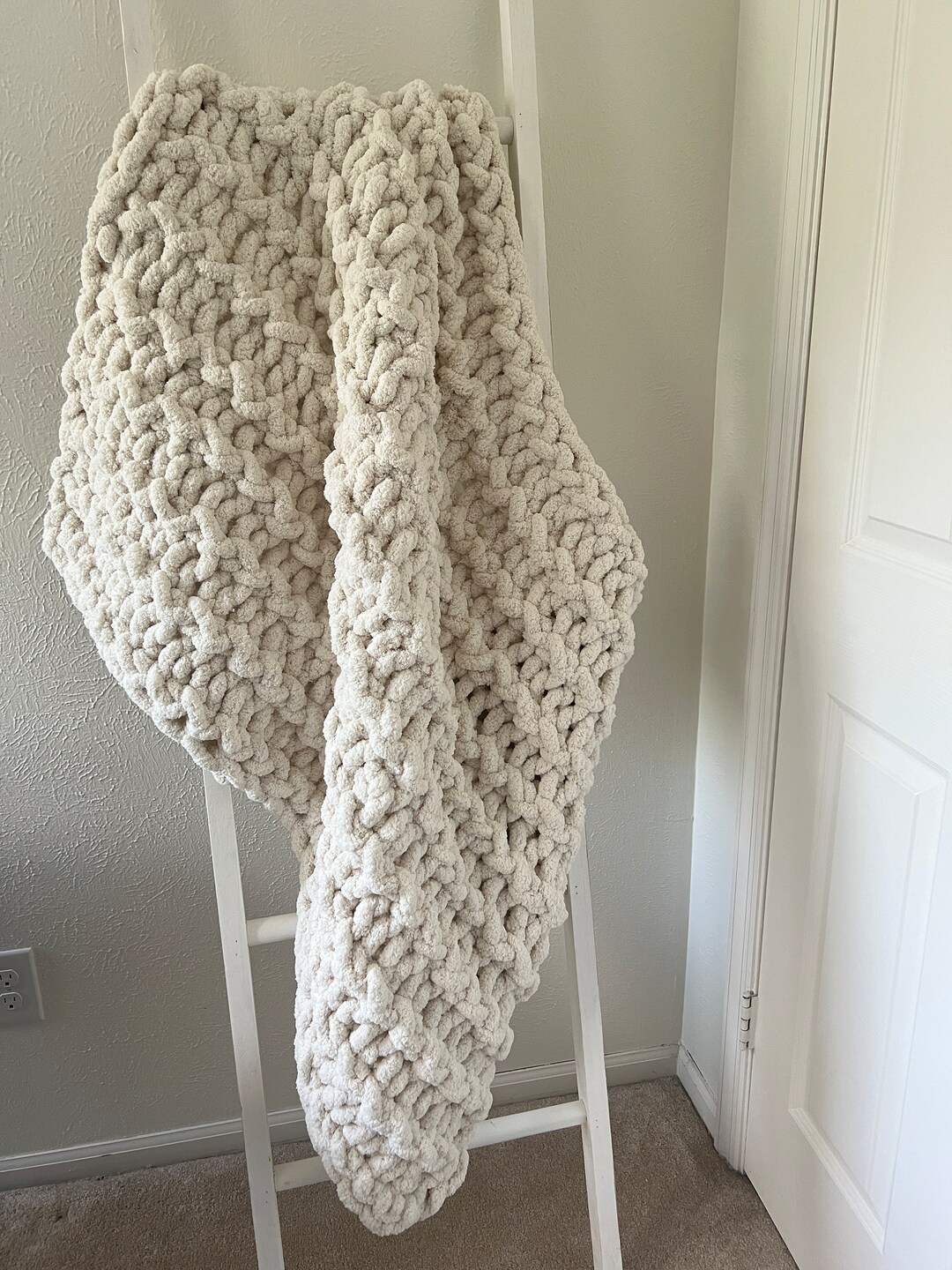 Twisted Rib Design Chunky Knit Throw Blanket, Cozy Home Decor, Hand ...