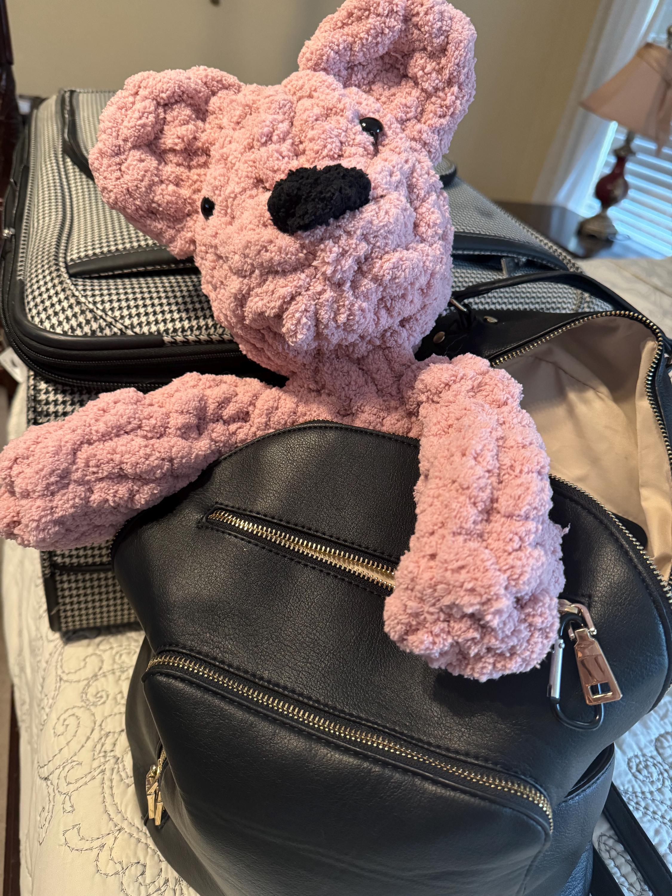Bear Snuggler,chunky Knit Handmade Stuffie, Soft Stuffed Animal, Bear ...