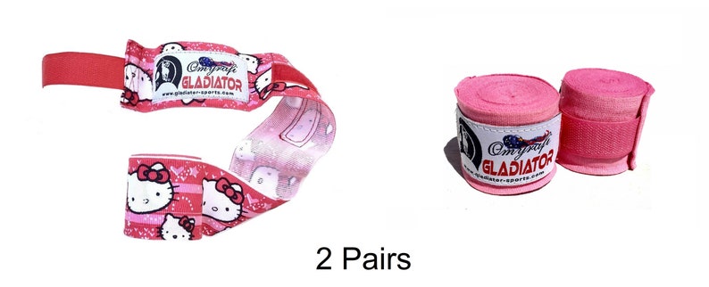 MMA Hand Wraps Boxing Pink Kitty 180"( 4.5m) and 255" (645 Cm) and Kids ...