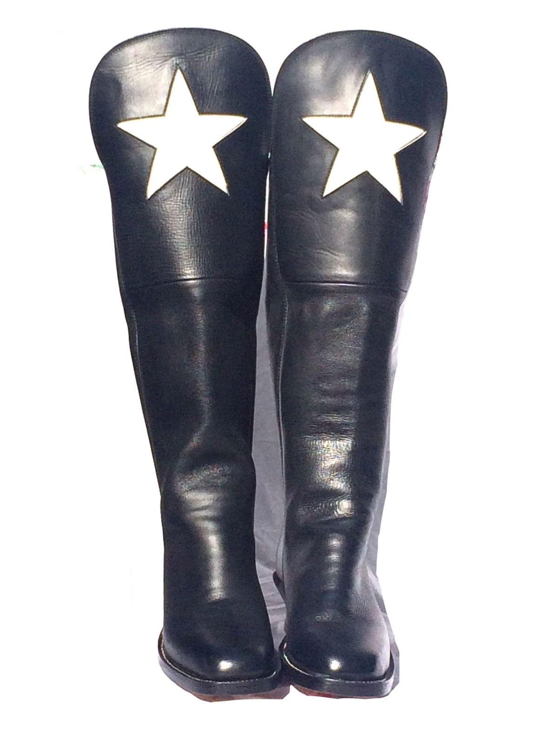Civil War TEXAS STAR STYLE Officer Cavalry Boots Knee Flap Leather ...