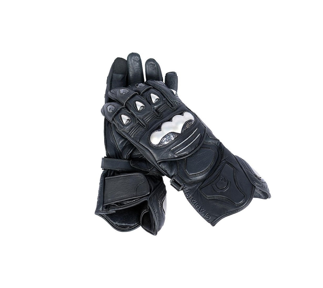 Leather Carbon Steel Gauntlet Motorcycle Gloves Men's Street Road ...