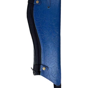 Half Chaps BLUE Stretch Gusset Panels Leather - Etsy