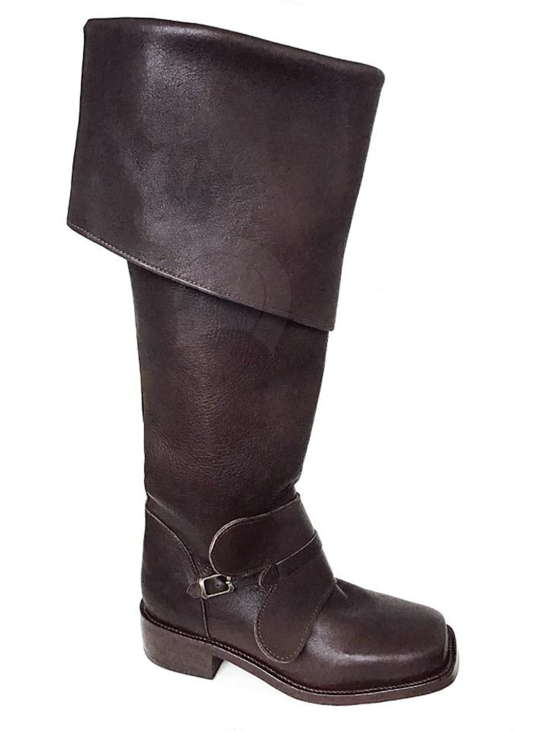 Custom Pirate Boots Black Brown Leather Swashbuckler Buccaneer - Etsy