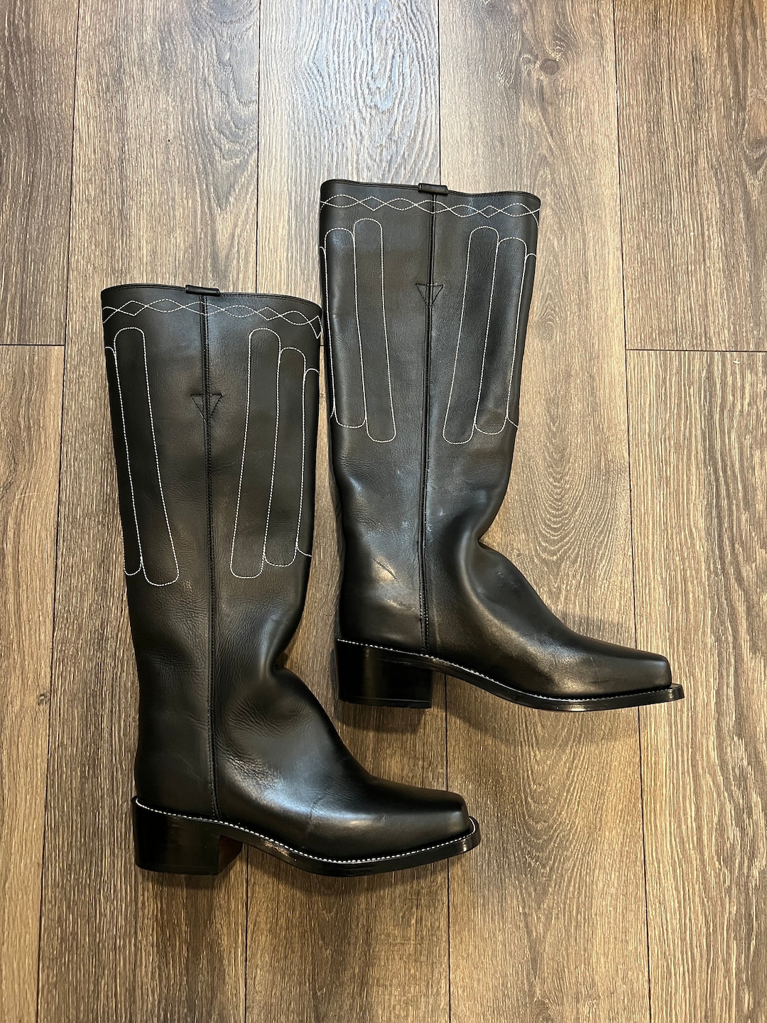 Men’s 11 BLACK Wide Old West Indian Wars Knee High Boots Cowboy Action ...