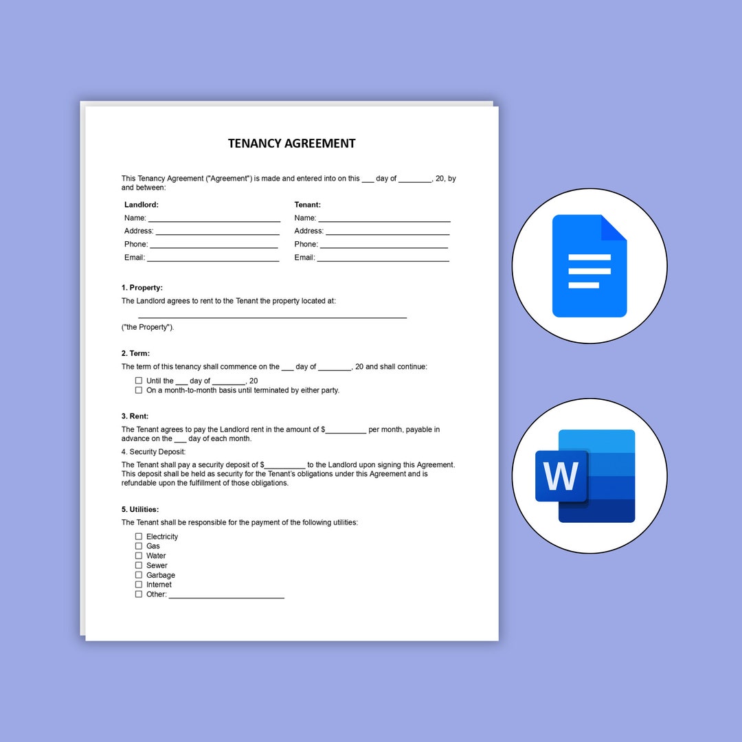 Editable Tenancy Agreement, Tenancy Agreement Template. Simple Tenancy ...