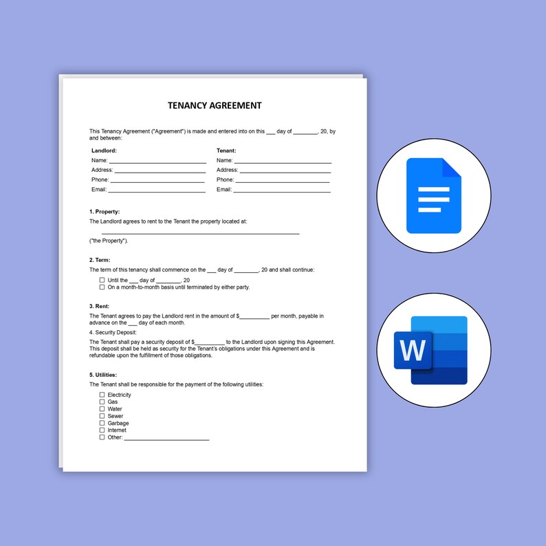 Editable Tenancy Agreement, Tenancy Agreement Template. Simple Tenancy ...