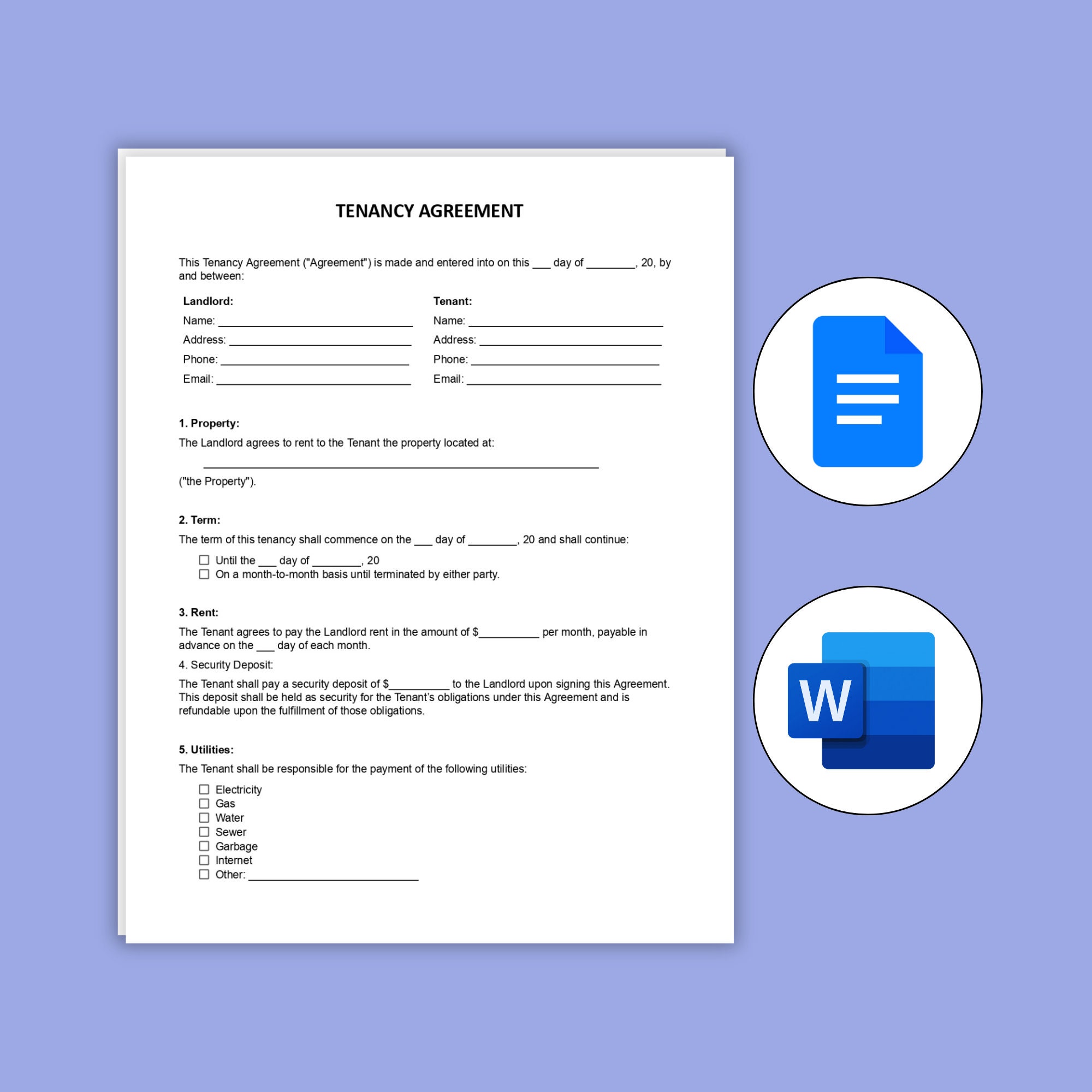 Editable Tenancy Agreement, Tenancy Agreement Template. Simple Tenancy ...
