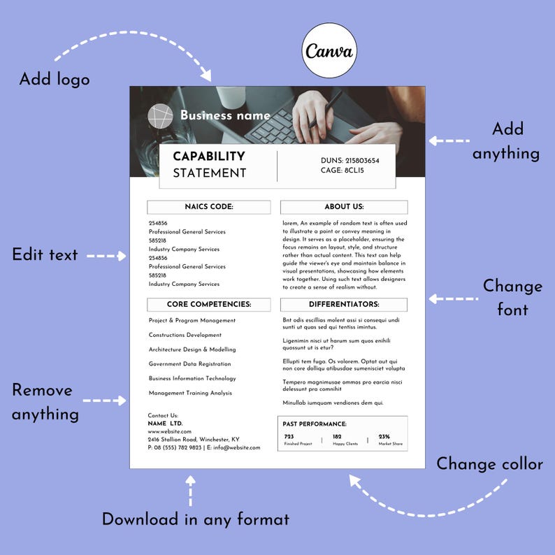 Capability Statement. Business Capability Statement. Editable Capability Statement. Business ...