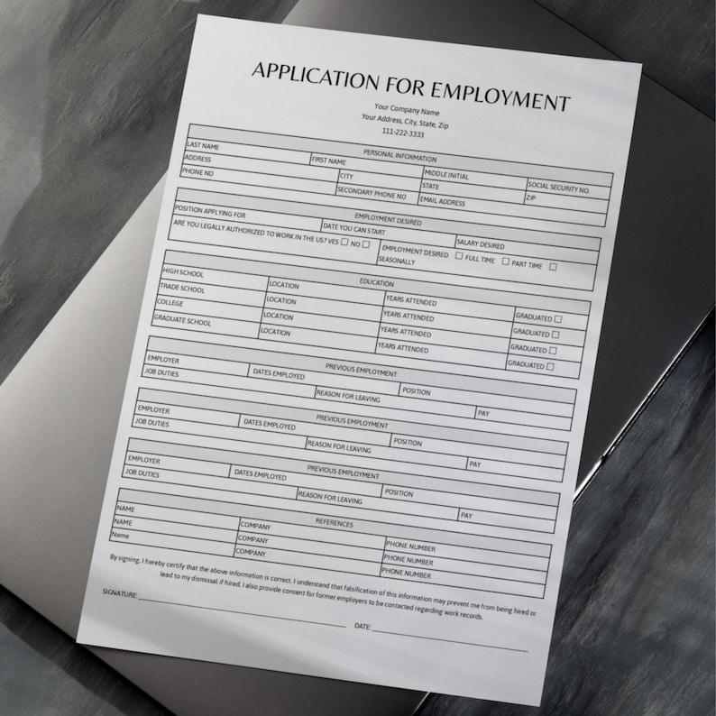 Application for Employment. Job Application Template Word. Employee ...