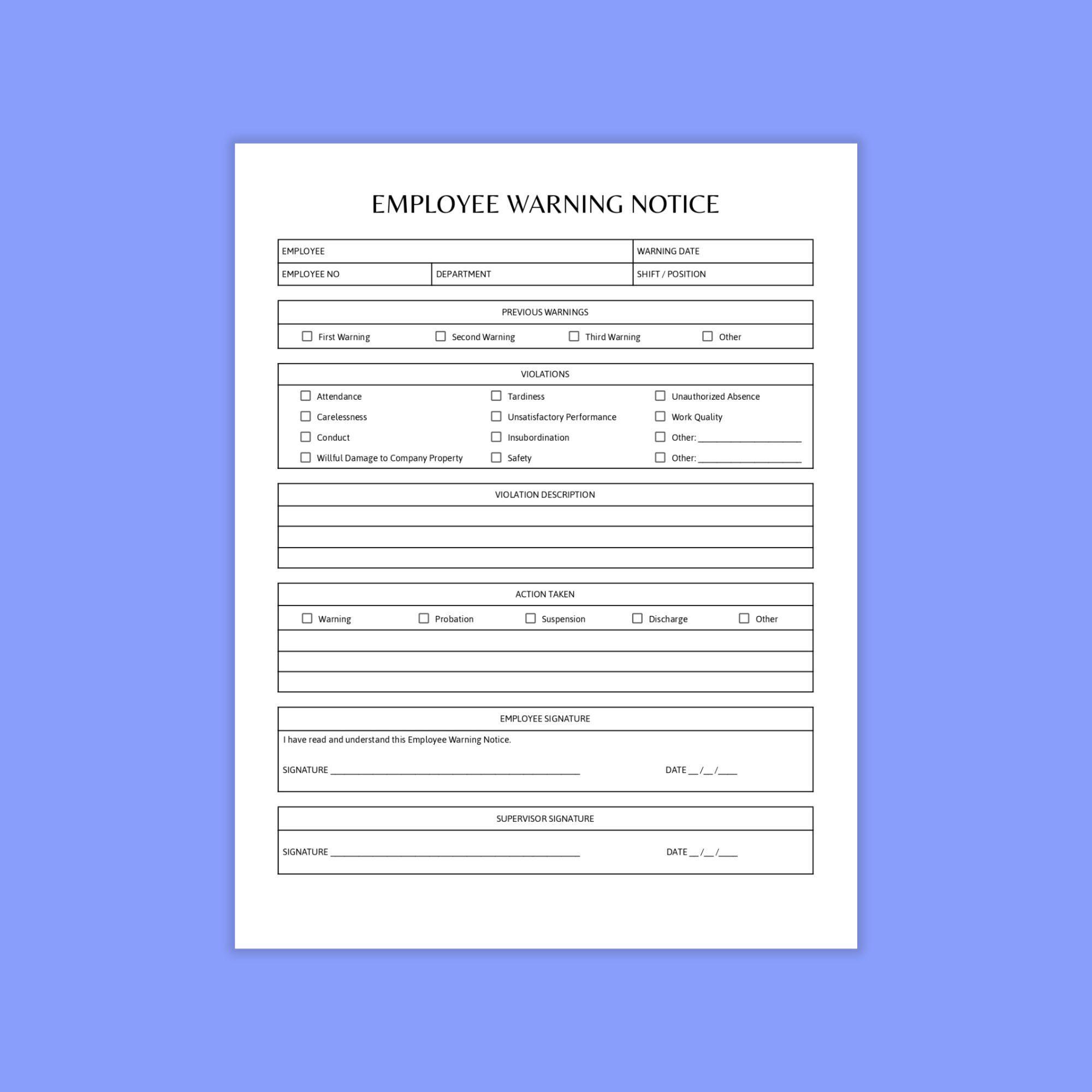 Employee Write Up. Employee Warning Letter Template. Written Warning ...